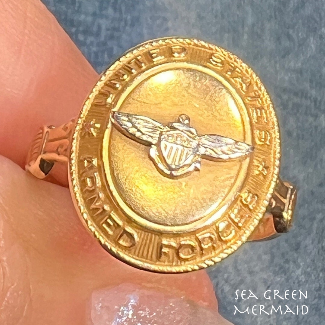 10k Yellow Gold US Armed Forces Airborne Wings Signet Ring - Etsy