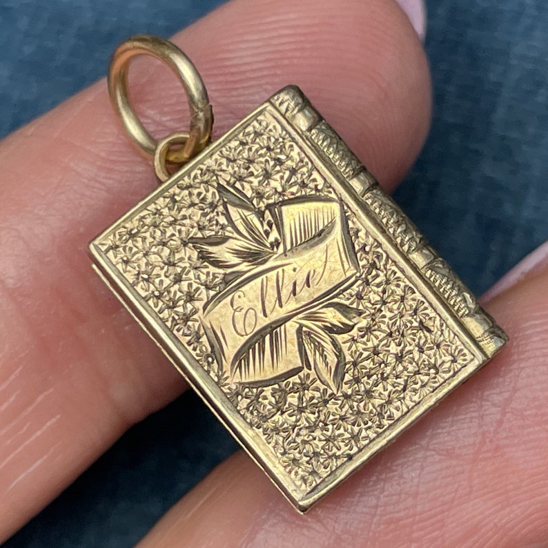 10K Yellow Gold 1800s Book LOCKET W Victorian TINTYPE | Etsy