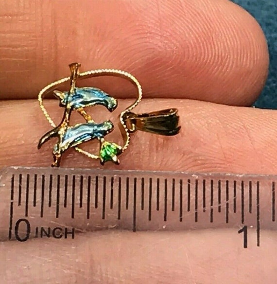 14k Yellow Gold Robins Egg Blue Lovebirds Heart Penda… Gem
