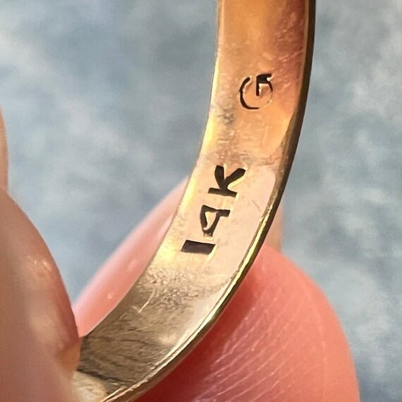 14k Gold ALASKAN GOLD QUARTZ Angled Ring. Wide Band. S - Gem