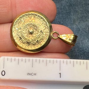 10k Yellow Gold Mayan Aztec Incan SUN Calendar Pendant - Etsy