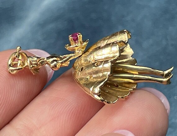 14k Gold Dancing BRIDESMAID FLOWER Girl Pendant. 1.5"… - Gem