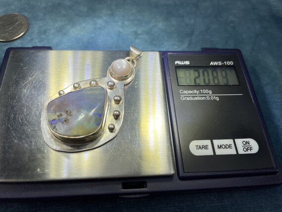 Australian Boulder Black Opal & Moonstone Pendant. La… - Gem
