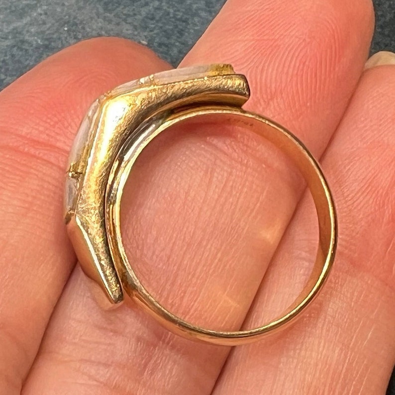 14k Gold ALASKAN GOLD QUARTZ Angled Ring. Wide Band. L - Etsy
