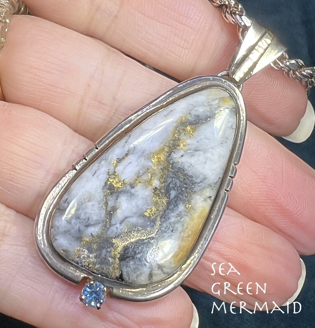 14k Gold & 925 Alaskan Gold-in-quartz Pendant W Chain VIDEO - Etsy