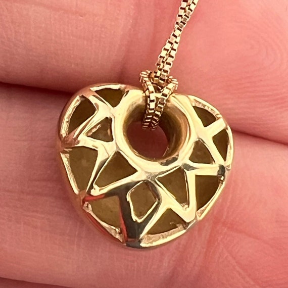 14k Gold Designer Thick Reversible Heart Pendant. Fre… - Gem