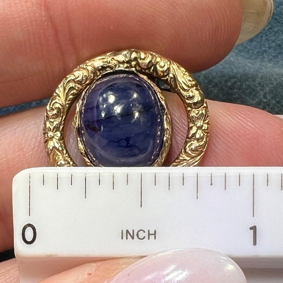 14k Gold + Mixed Metals Natural Blue Sapphire Cabocho… - Gem