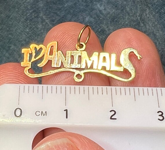 14k Yellow Gold Custom Made **I Love Animals* Pendant… - Gem