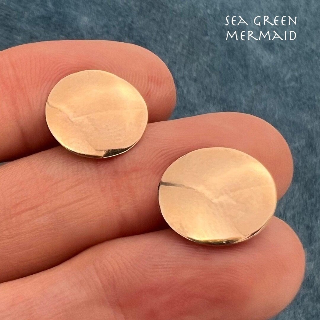 14k Yellow Gold Round Disks Full Moon Lunar Earrings. 1/2" - Etsy