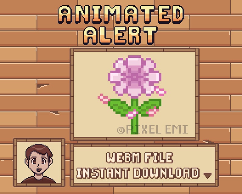Animated Stream Alert - Pixel Art Twitch, Youtube, Cute Flower Pink ...