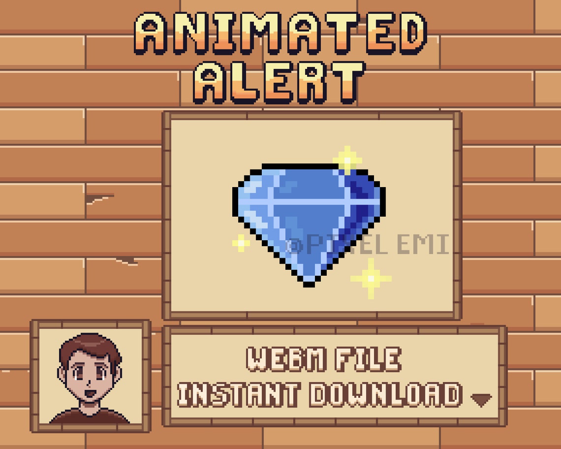 Animated Stream Alert Pixel Art Twitch Youtube Diamond - Etsy