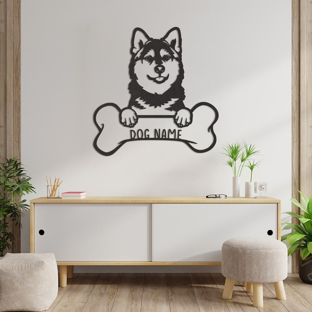 Personalized Pomsky Dog, Wall Decor Pomsky, Wall Decor Dog Name, Wall ...