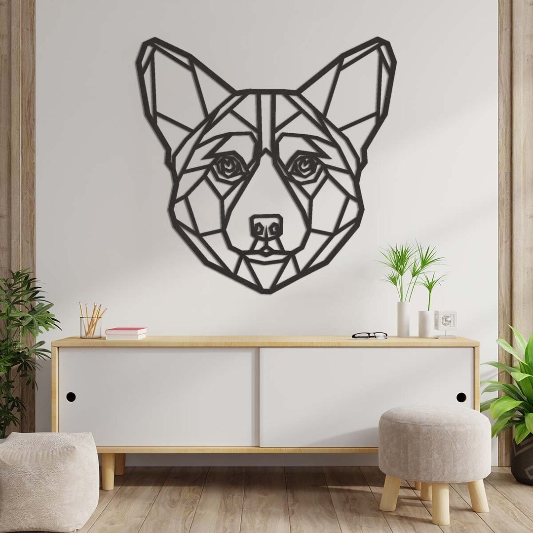 Wooden Geometric Corgi, Wall Decoration Dog, Wall Decoration Living ...