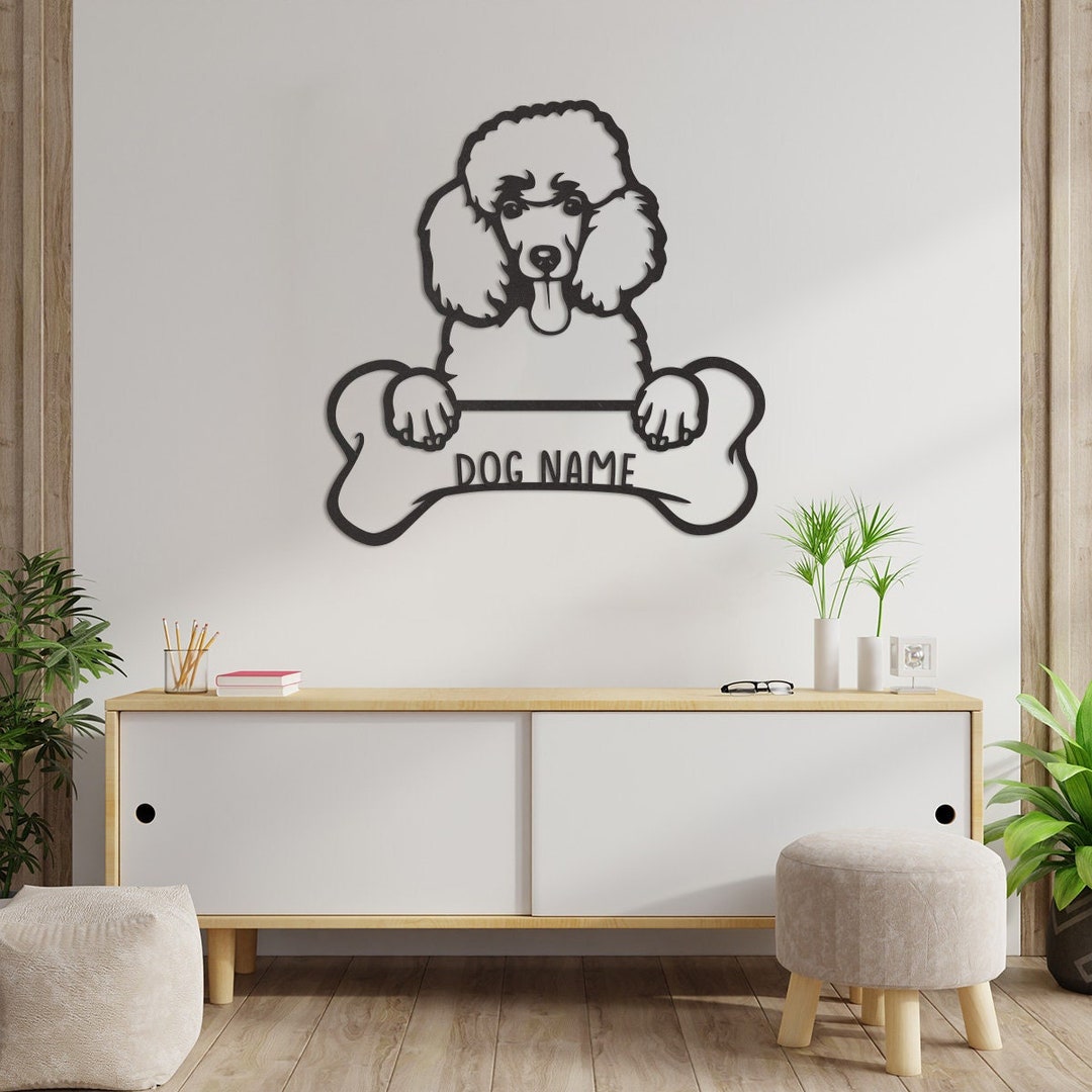 Personalized Poodle Dog, Wall Decor Poodle, Wall Decor Dog Name, Wall ...