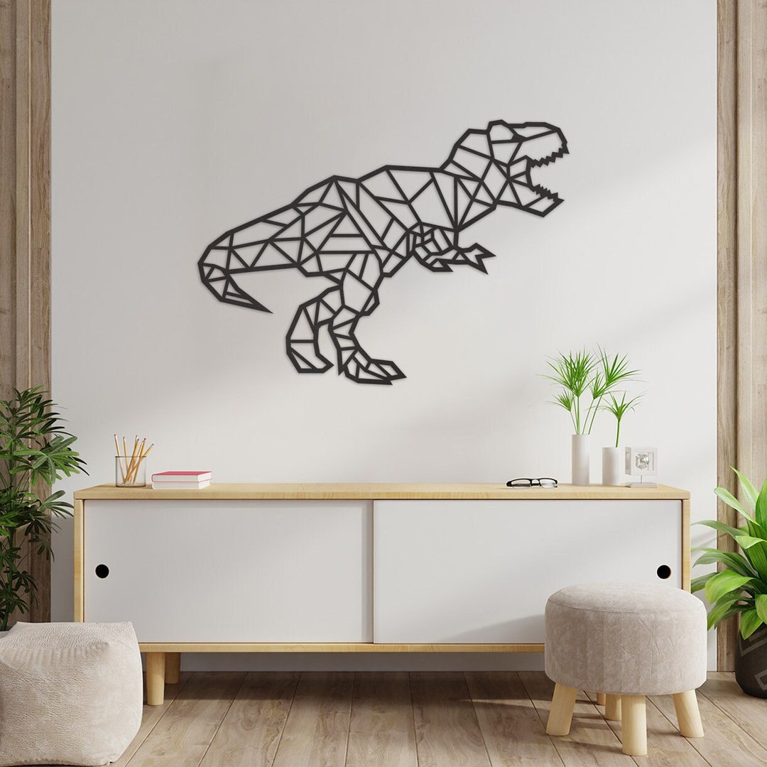 Wooden Geometric T-rex, Wall Decoration Dino, Wall Decoration Living ...