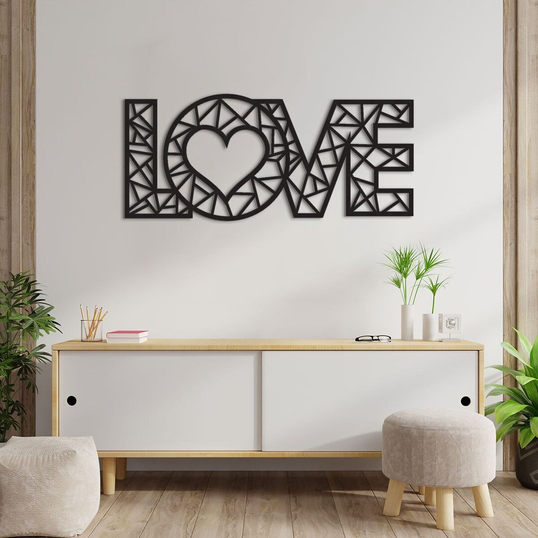 Wooden Geometric Love Wall Decoration Love Wall Decoration - Etsy