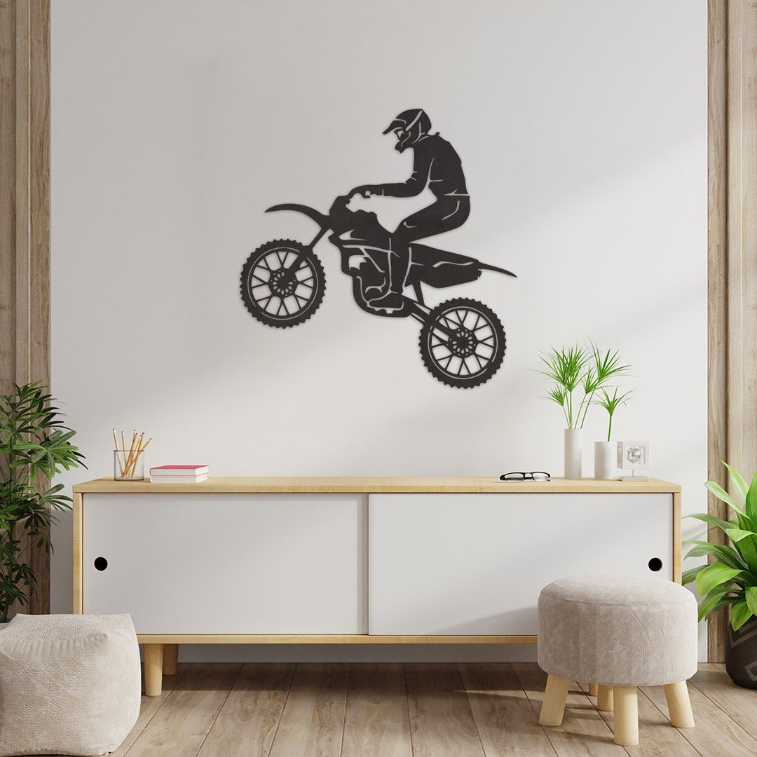 Wooden Wall Decoration Dirtbike, Wall Decoration Living Room, Wall ...