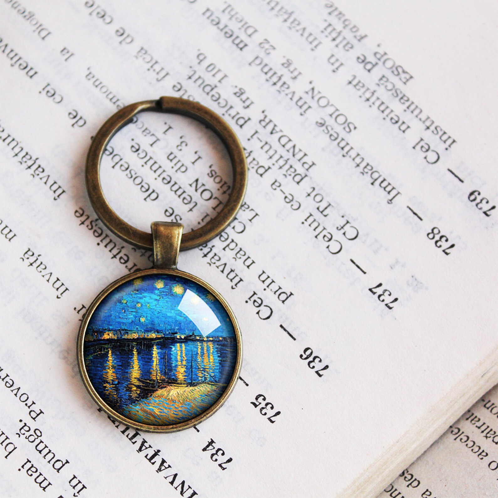 Starry Night Keychain Van Gogh Starry Night Keyring Van Gogh - Etsy