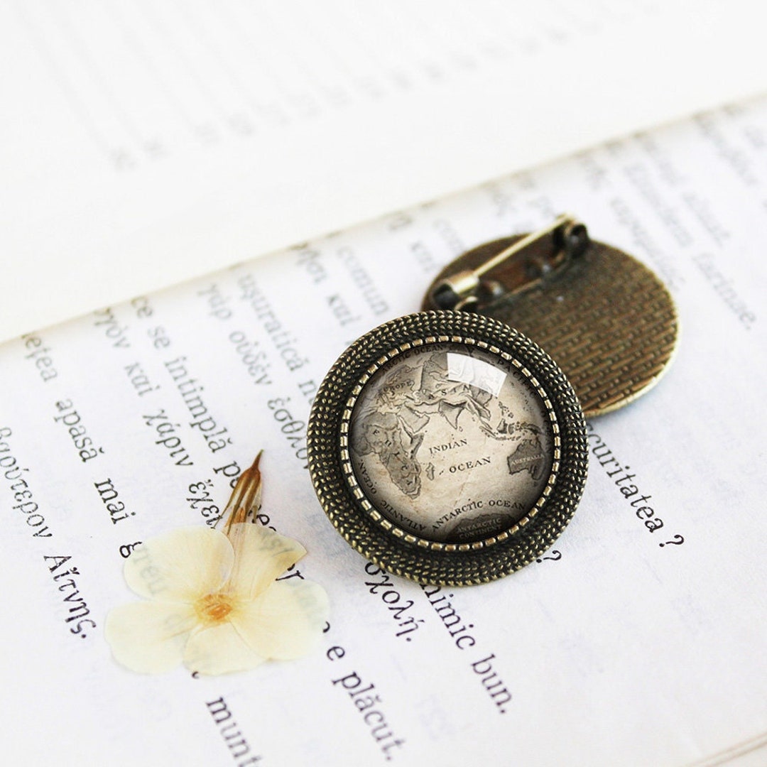 Vintage Map Lapel Pin World Map Brooch World Map Badge - Etsy