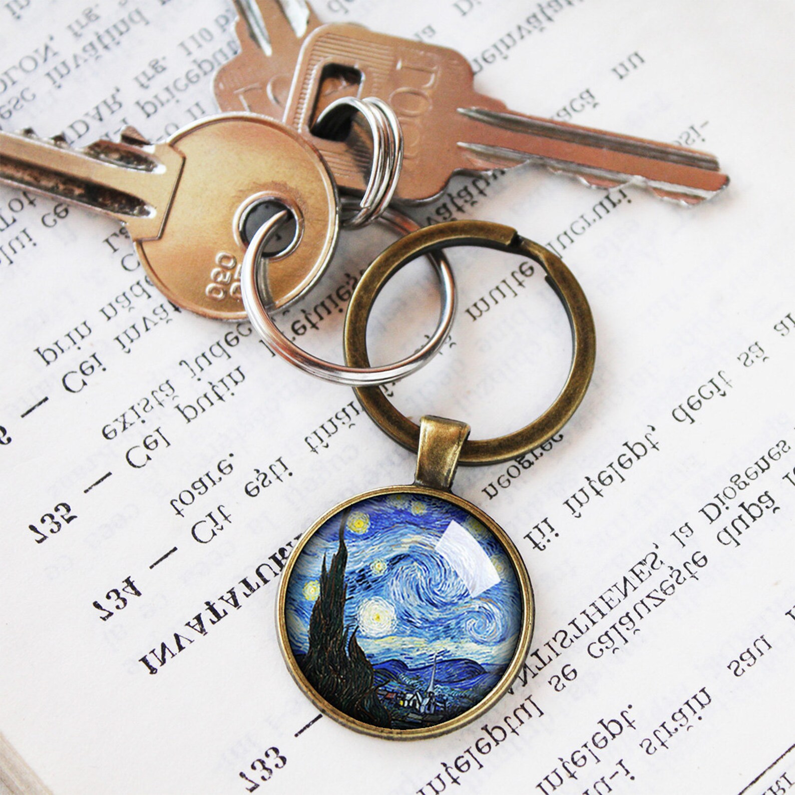 Starry Night Keychain Van Gogh Starry Night Keyring Van Gogh - Etsy