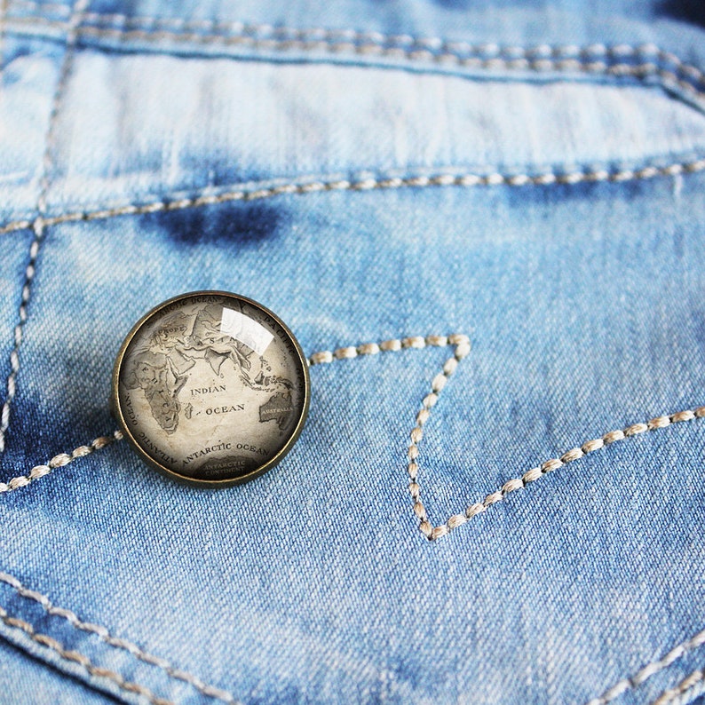 Vintage Map Lapel Pin World Map Brooch World Map Badge - Etsy