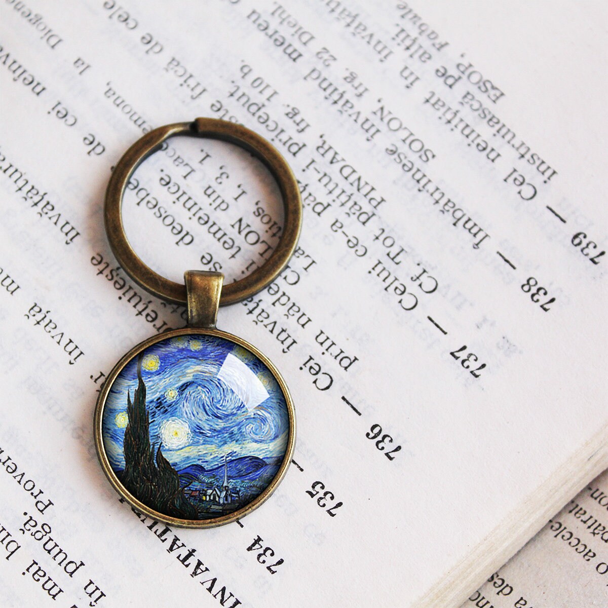Starry Night Keychain Van Gogh Starry Night Keyring Van Gogh - Etsy