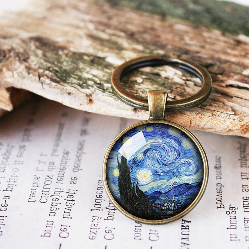 Starry Night Keychain Van Gogh Starry Night Keyring Van Gogh - Etsy