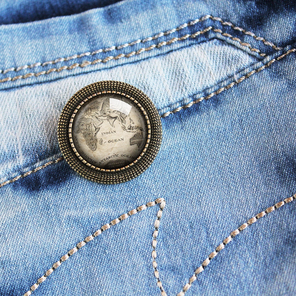 Vintage Map Lapel Pin World Map Brooch World Map Badge - Etsy