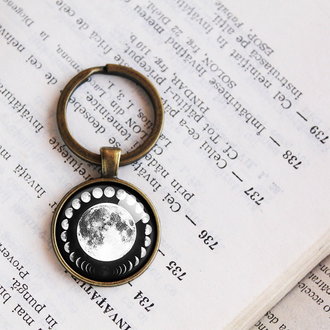 Moon Phases Keychain Moon Keychain Moon Phases Keyring - Etsy
