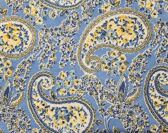 Blue Paisley Fabric - Etsy
