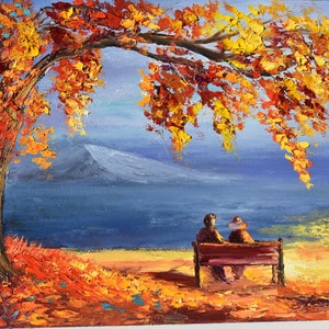 Fall Art Wall Art Romantic Autumn Painting Hand Painted Artwork Autumn ...