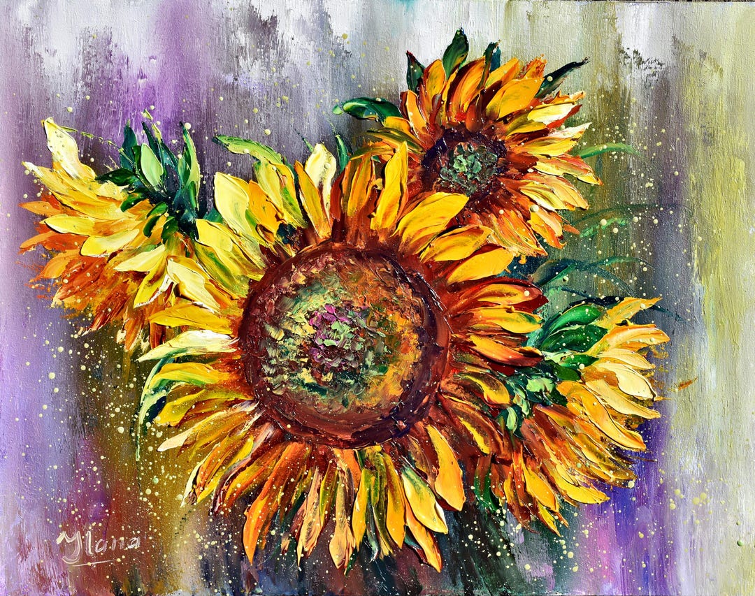 Sunflowers Oil Painting Floral Painting Large Artwork Sunflowers Oil ...