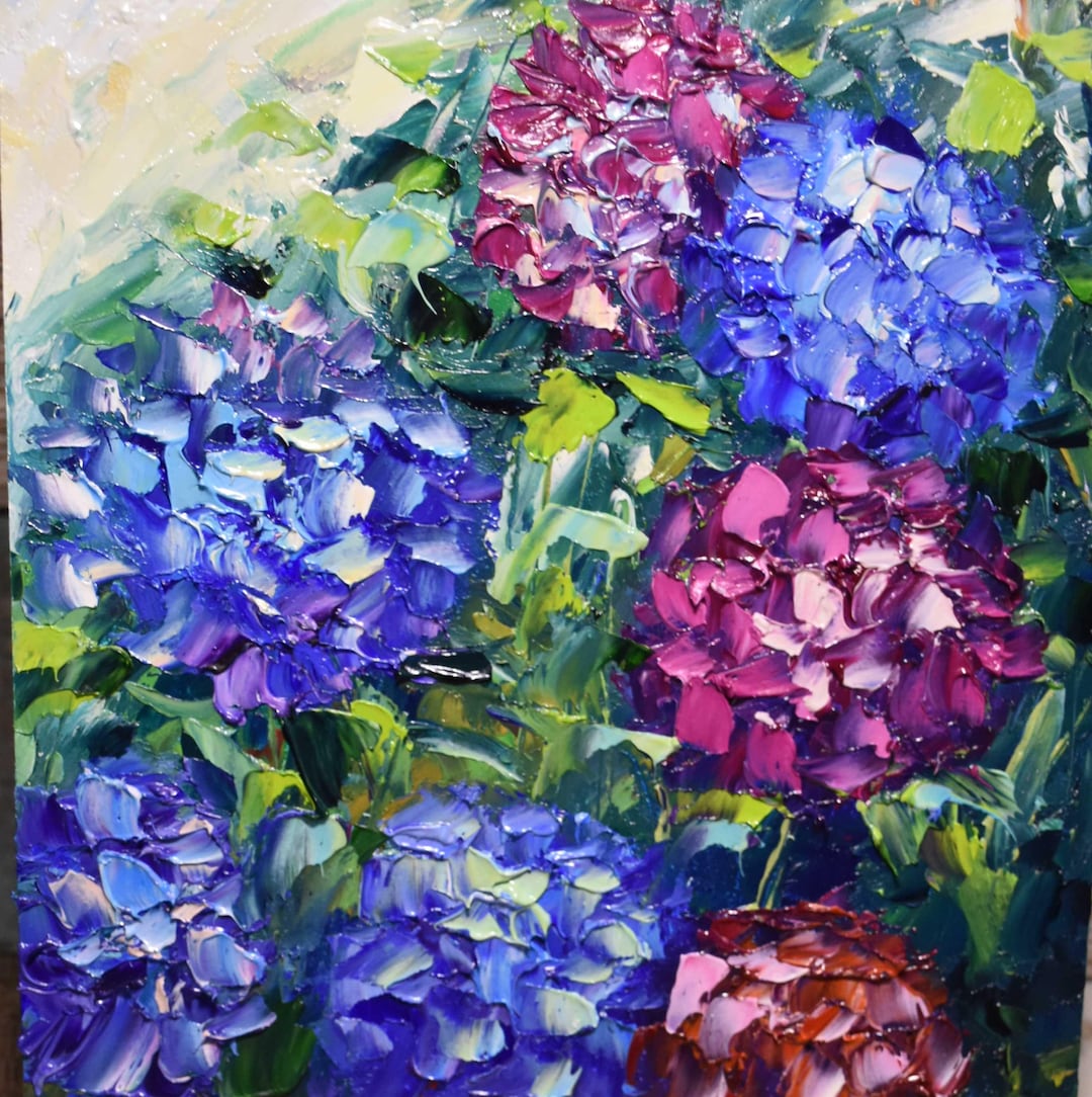 Blue Hydrangea Art Flowers Painting Hydrangea Still Life Art Small Wall ...