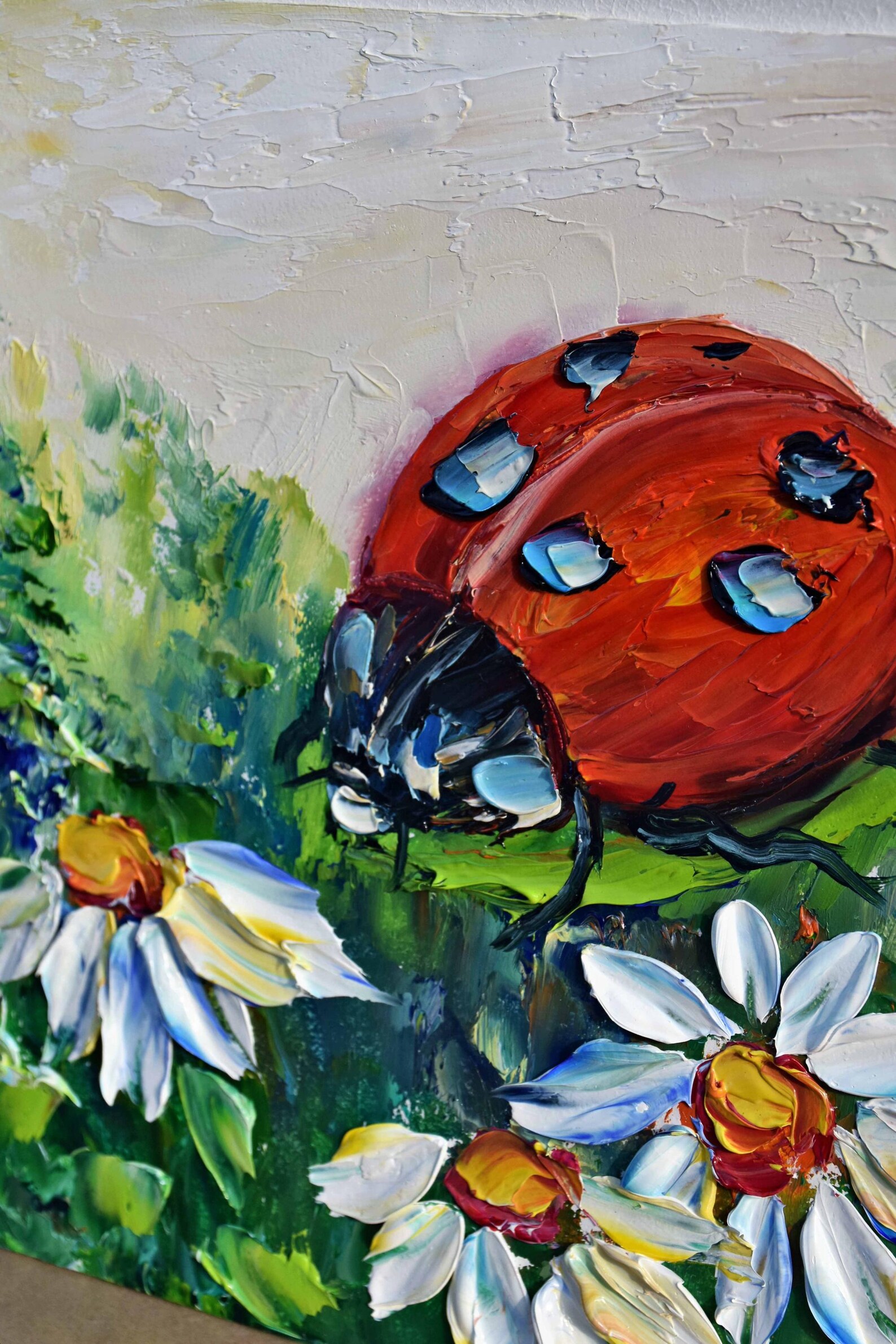 Ladybugs Painting Small Wall Art 8 X 8 Ladybug Art Daisy Painting ...