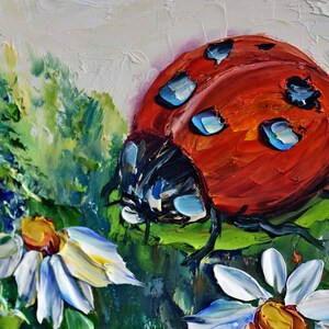 Ladybugs Painting Small Wall Art 8 X 8 Ladybug Art Daisy Painting ...