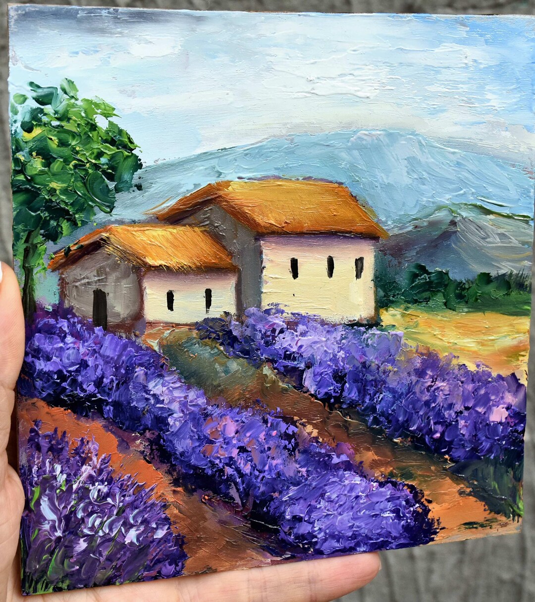Lavender Painting Miniature Painting Impasto Painting Wildflowers Oil ...