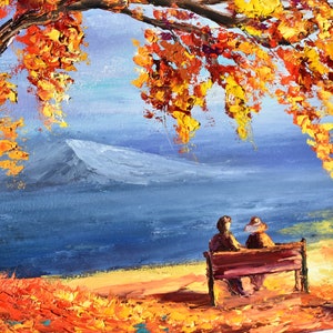 Fall Art Wall Art Romantic Autumn Painting Hand Painted Artwork Autumn ...