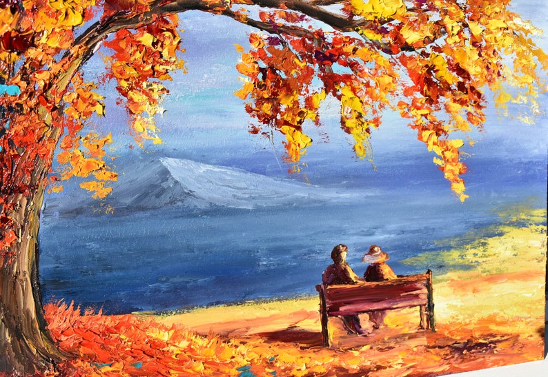Fall Art Wall Art Romantic Autumn Painting Hand Painted Artwork Autumn ...