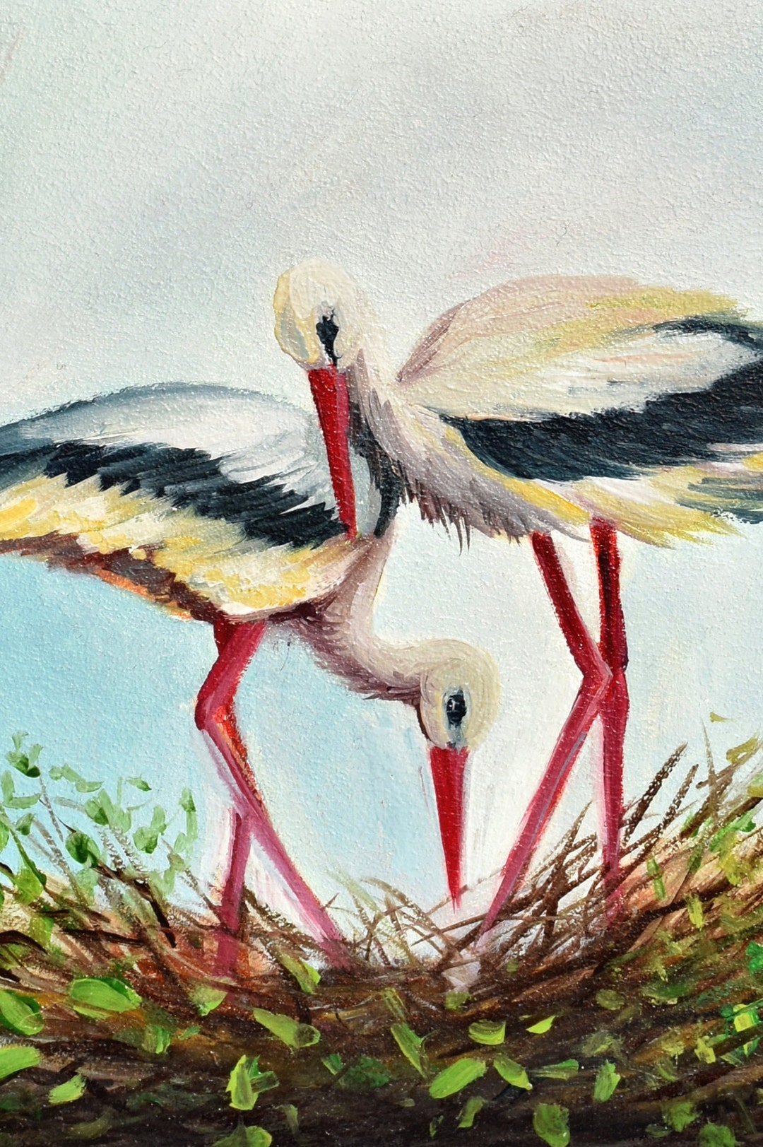 Storks Oil Painting Birds Art Bird Oil Painting Bird Artwork Birds ...