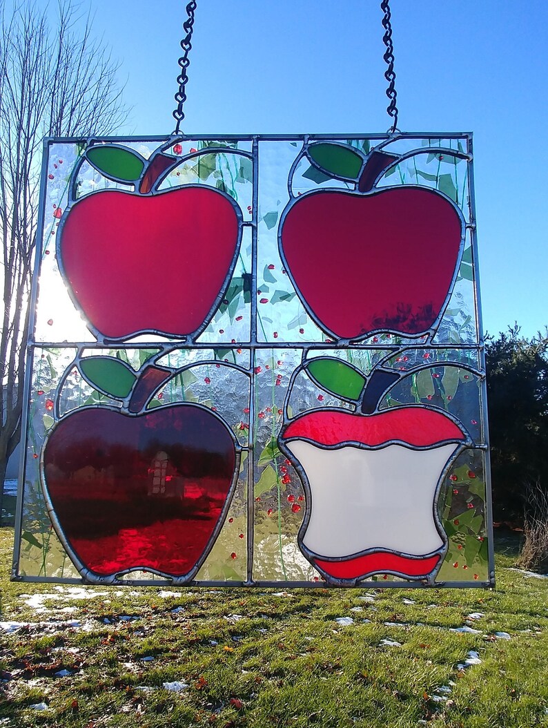 Stained Glass Apple Panel - Etsy