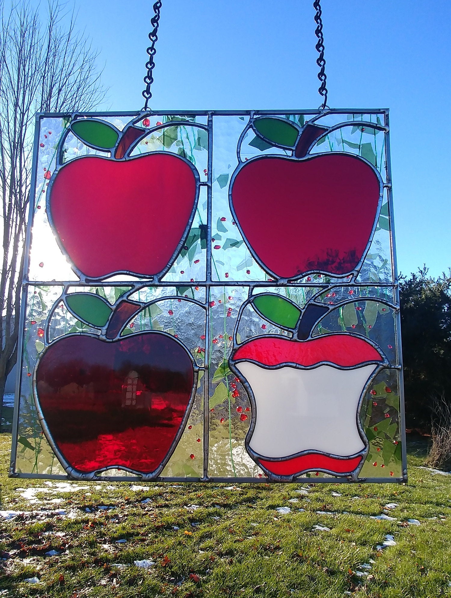 Stained Glass Apple Panel - Etsy
