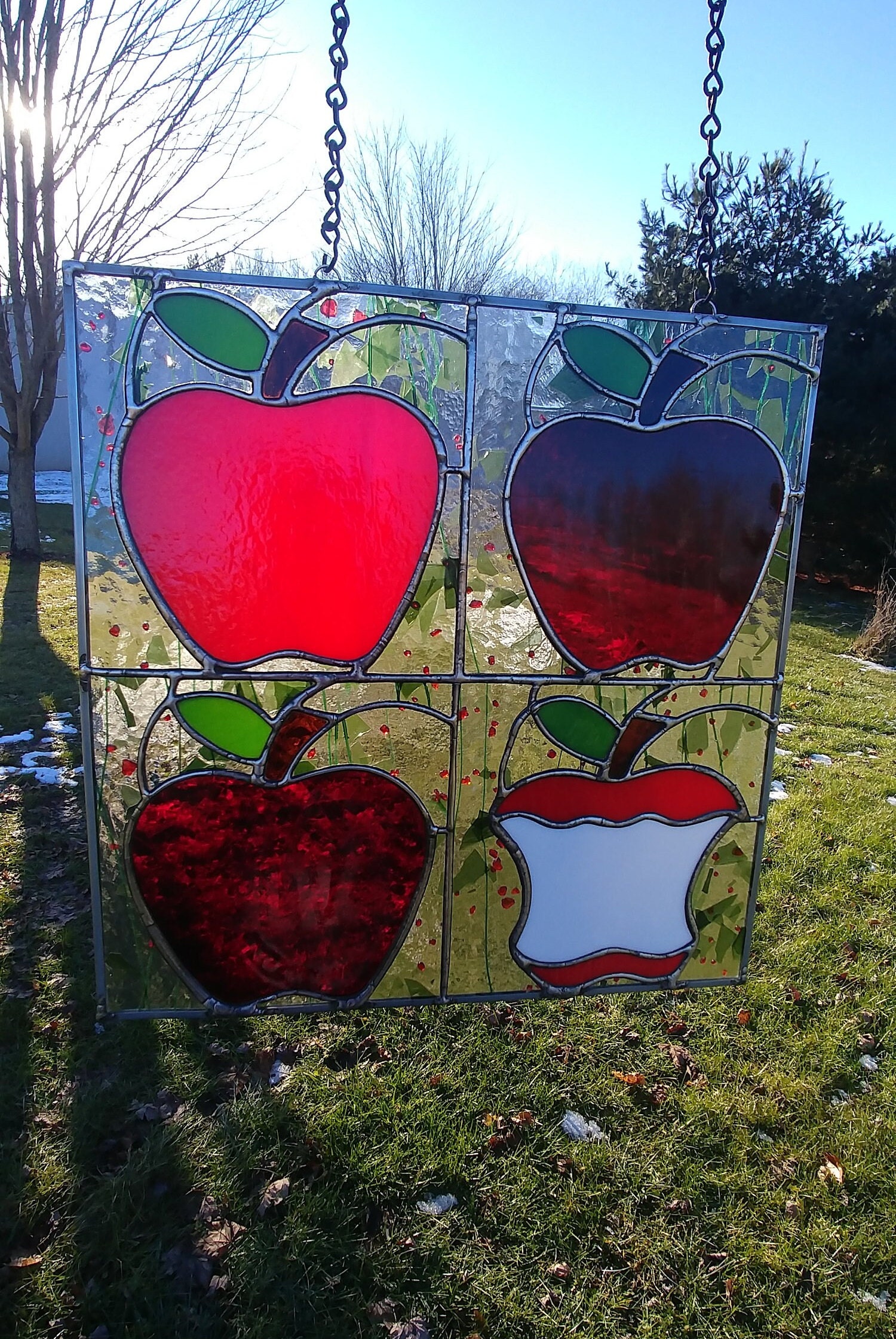 Stained Glass Apple Panel - Etsy