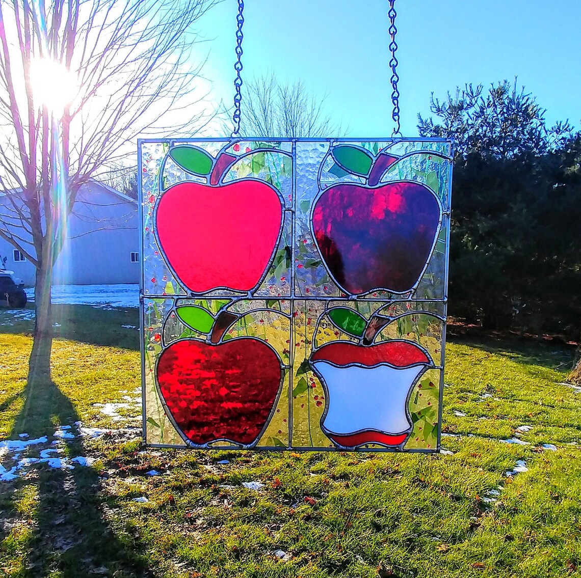 Stained Glass Apple Panel - Etsy