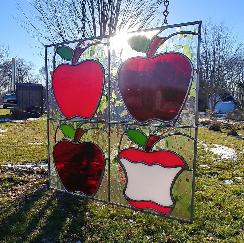 Stained Glass Apple Panel - Etsy