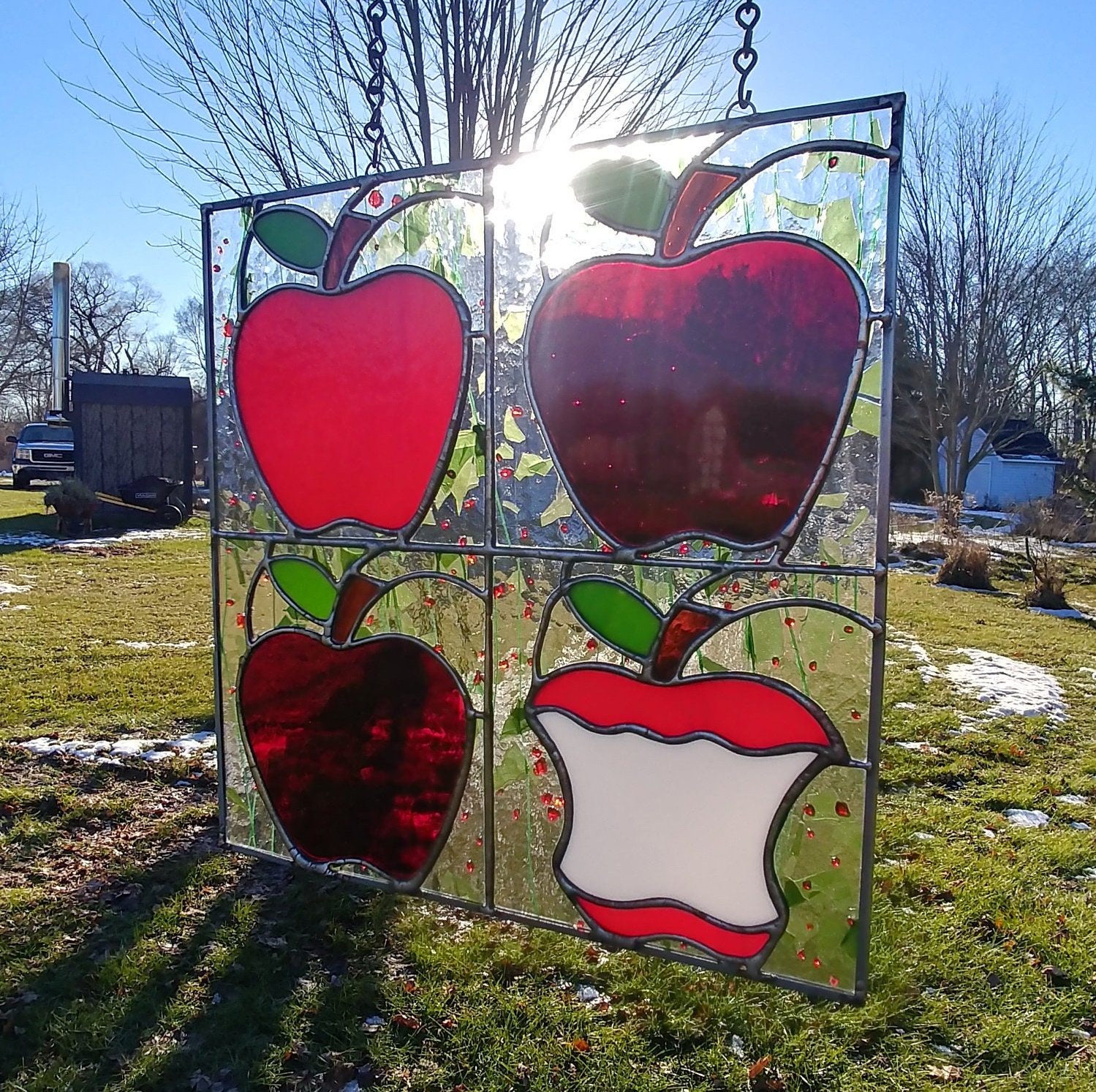 Stained Glass Apple Panel - Etsy