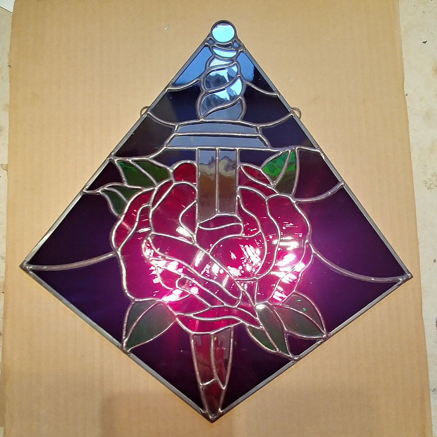 Stained Glass Rose and Dagger Mirror - Etsy
