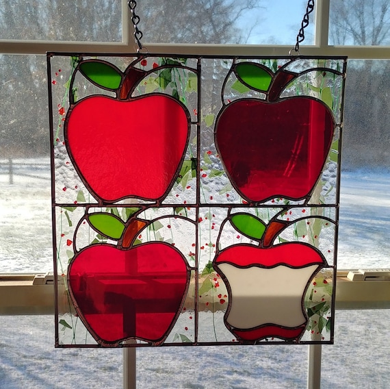 Stained Glass Apple Panel - Etsy