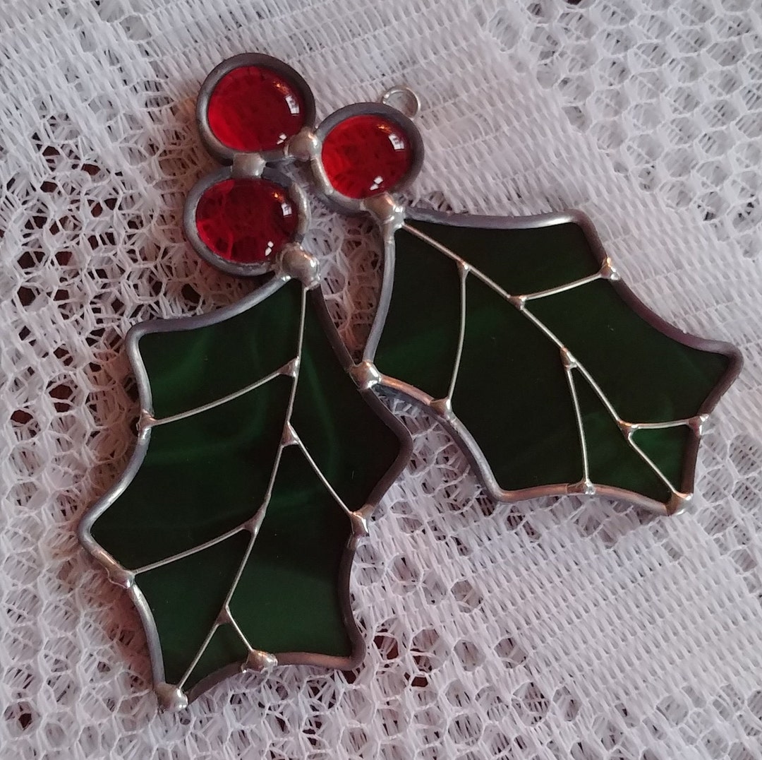 Stained Glass Holly Berry - Etsy
