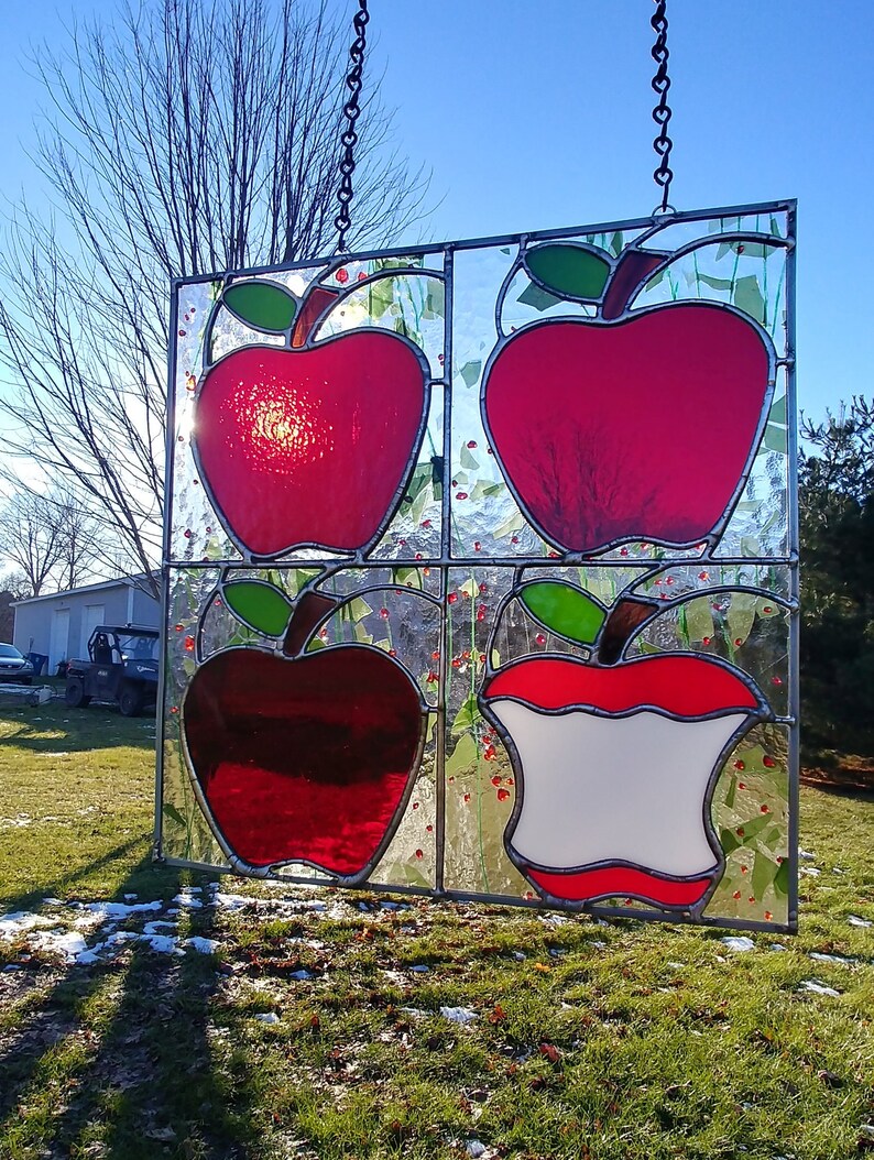 Stained Glass Apple Panel - Etsy