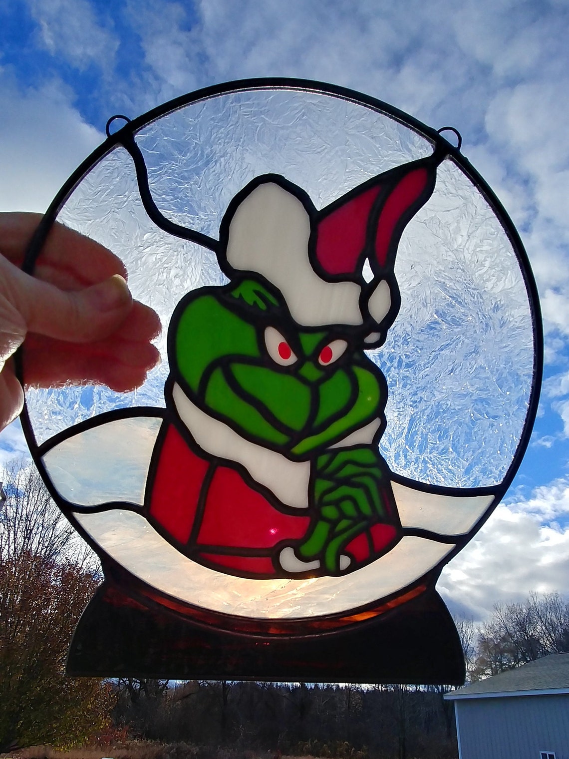 Grinch Inspired Stained Glass Panel - Etsy